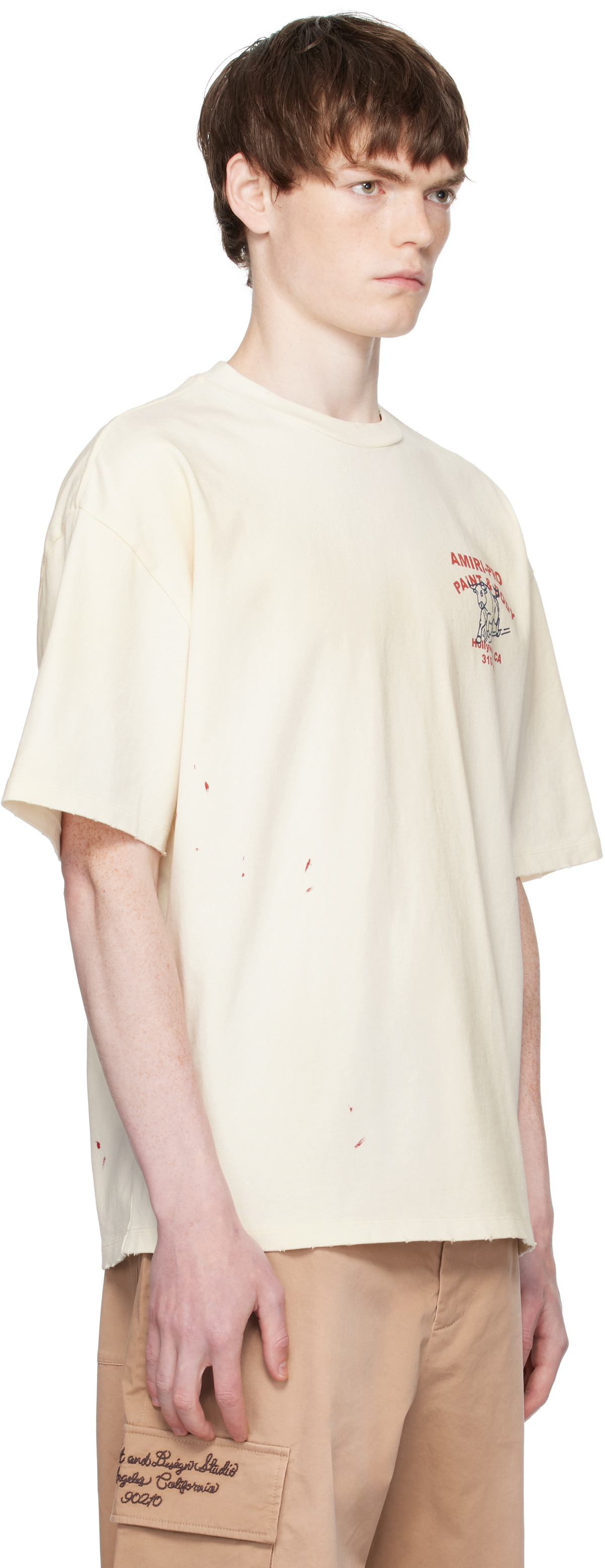 AMIRI Beige 'AMIRI' Bull Oversized T-shirt Amiri