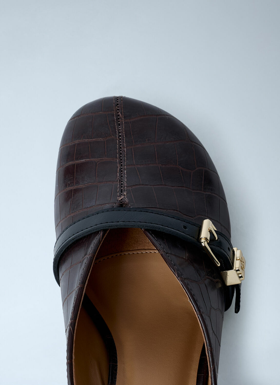 GANNI Sue Croc-Embossed Heeled Mules GANNI