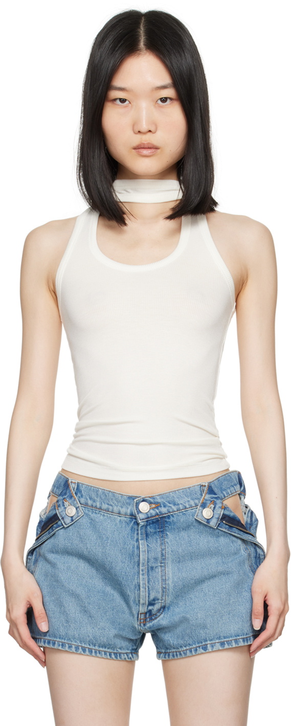 Coperni White Ribbed Tank Top Coperni
