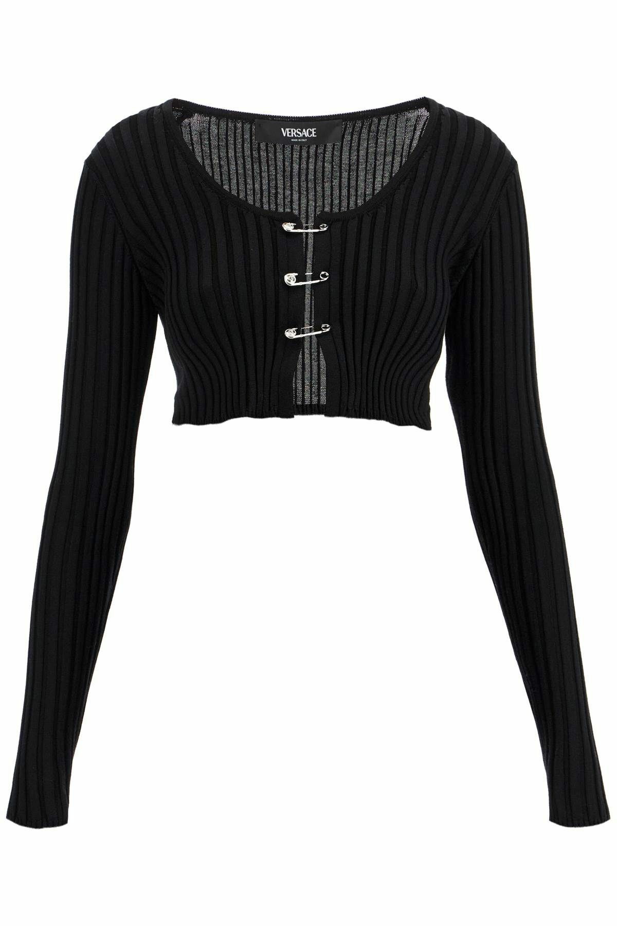 VERSACE 'cropped safety pin cardigan Black Versace