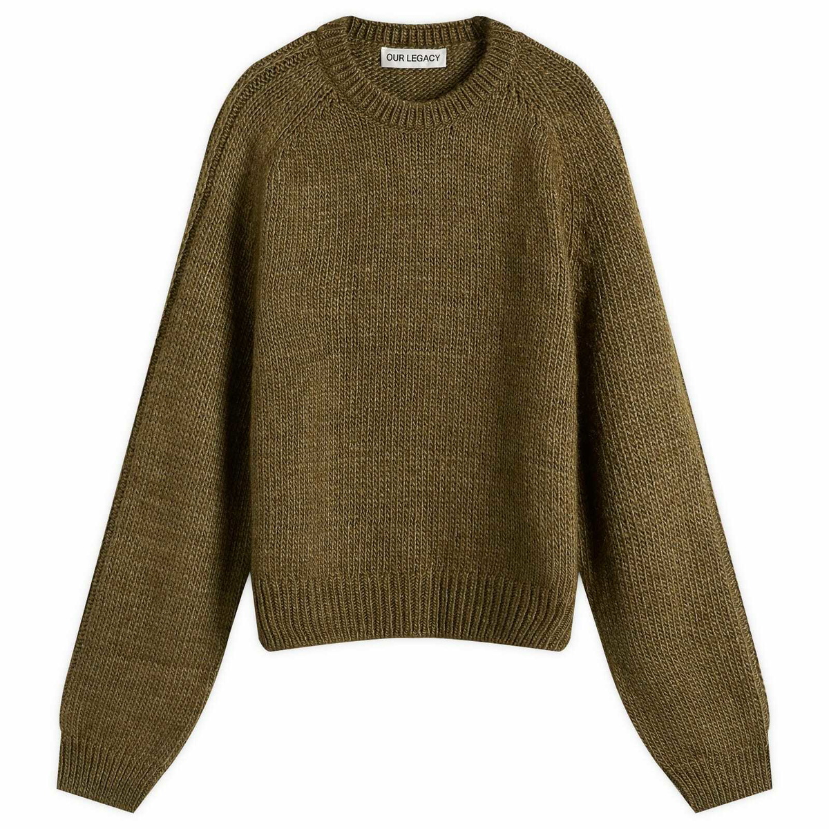 Our Legacy Men's True Wool Roundneck Jumper in Flush Green Rustic Wool ...