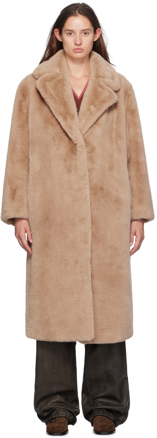 Stand Studio Beige Maria Faux-Fur Coat Stand Studio