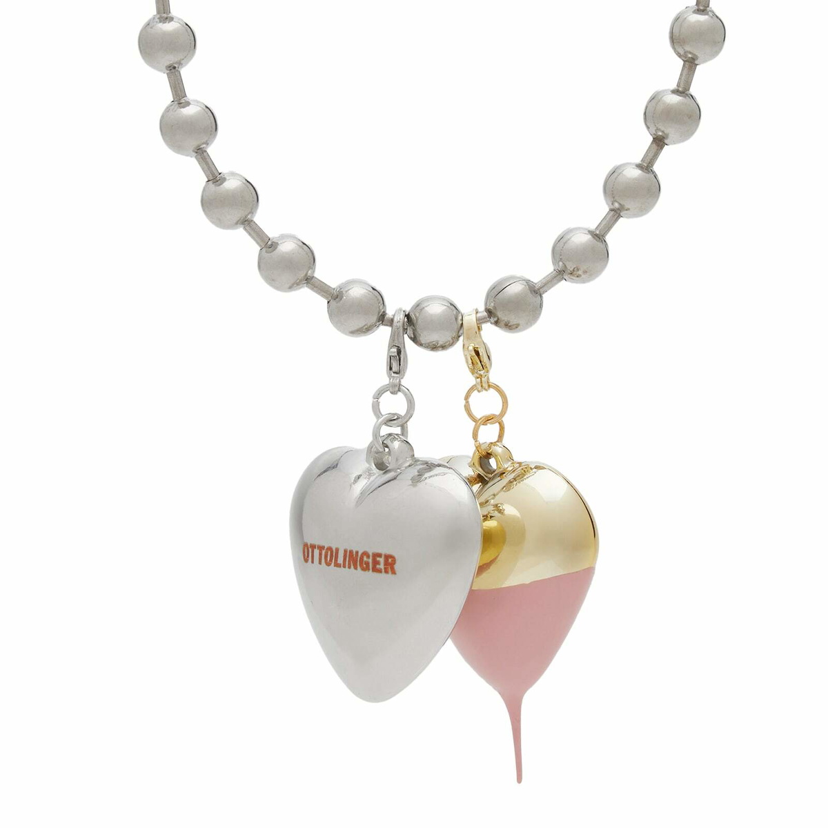 Ottolinger Women's Otto Heart Necklace in Silver-Pink Ottolinger