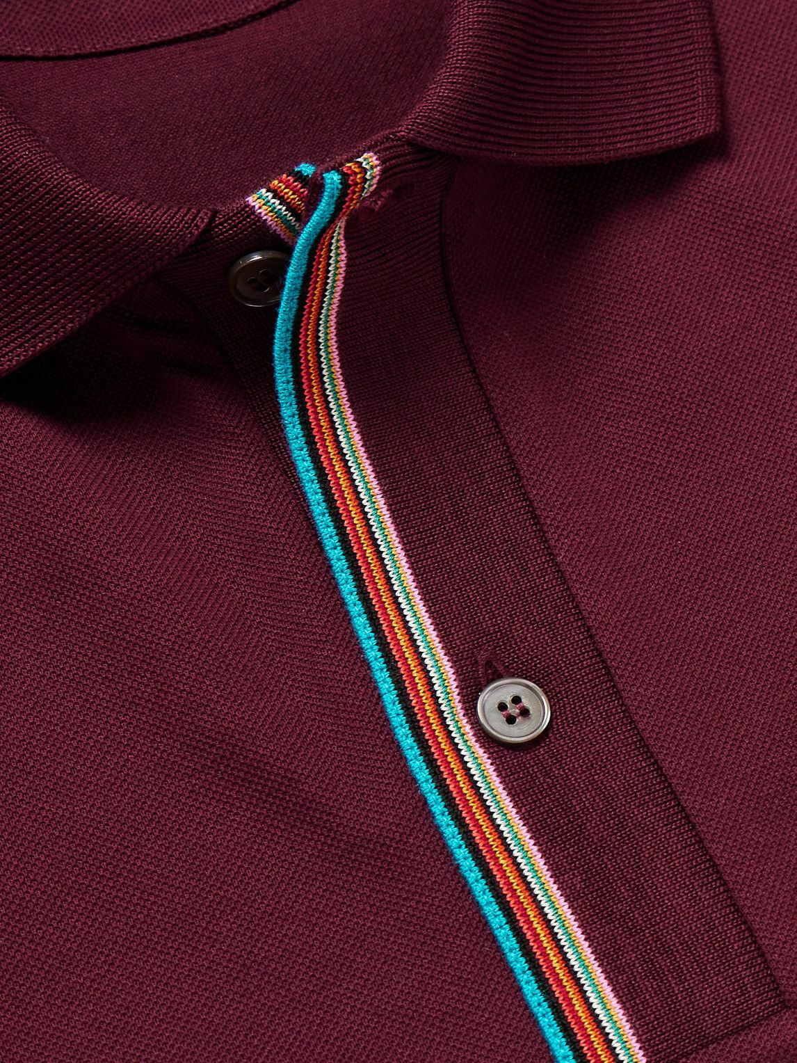 Paul Smith - Cotton-Piqué Polo Shirt - Burgundy Paul Smith