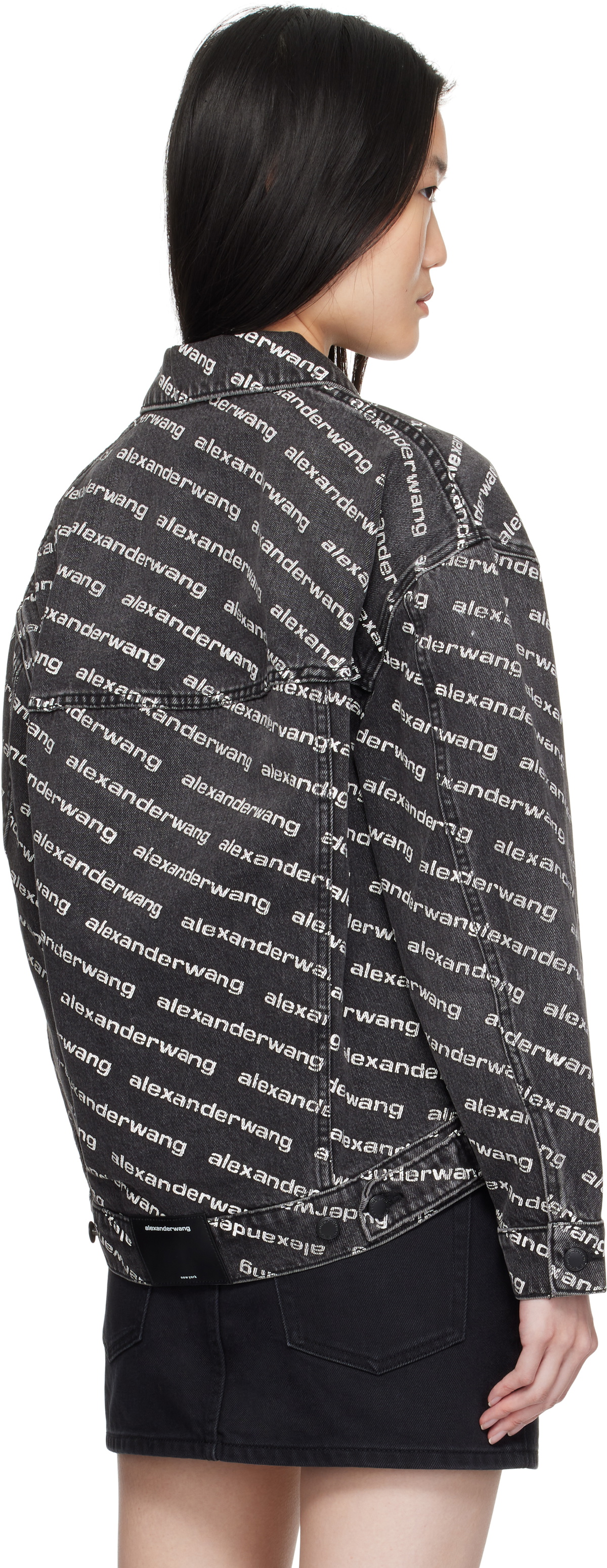 Alexander Wang Black Falling Back Logo Denim Jacket Alexander Wang