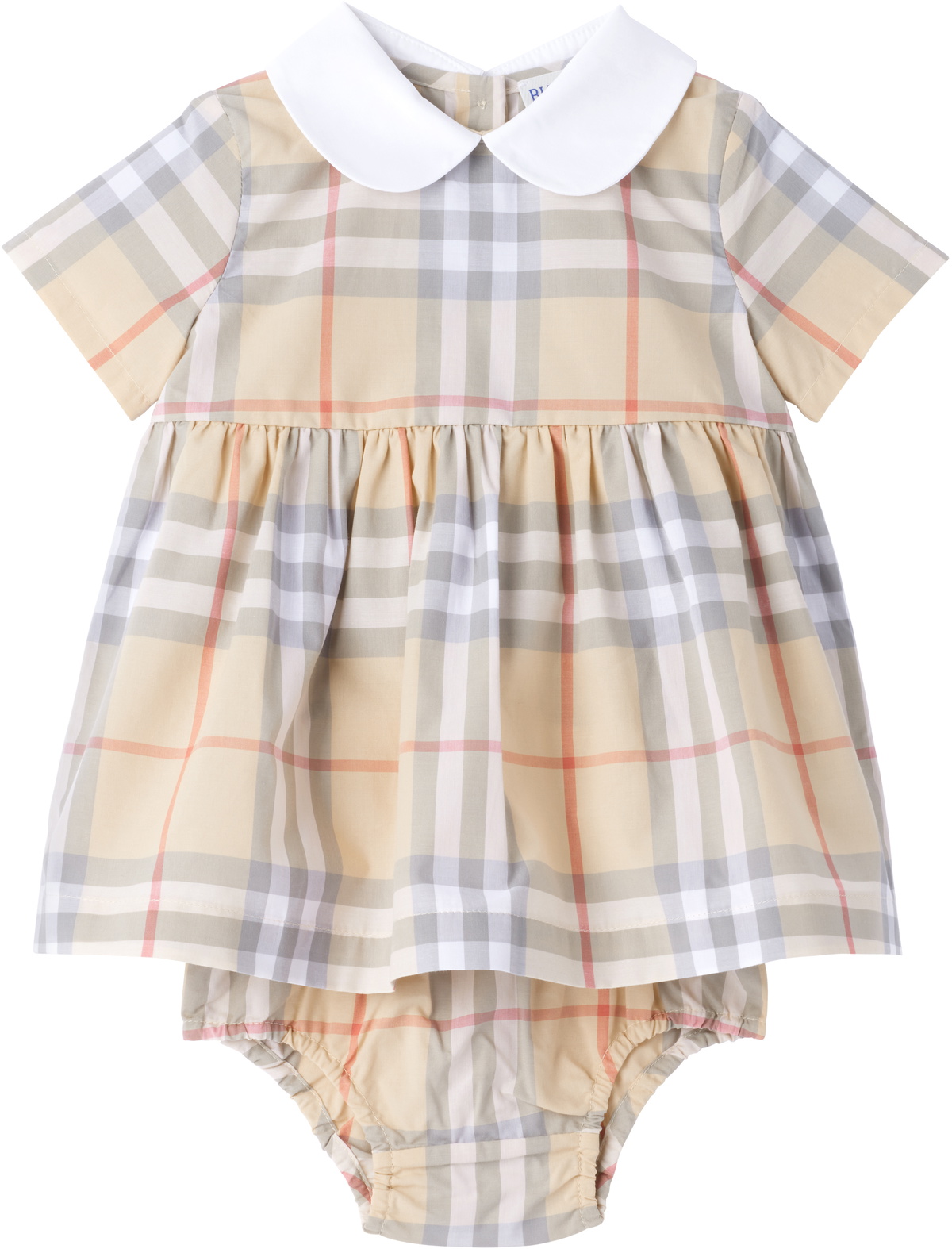 Burberry Baby Beige Check Cotton Poplin Dress Burberry
