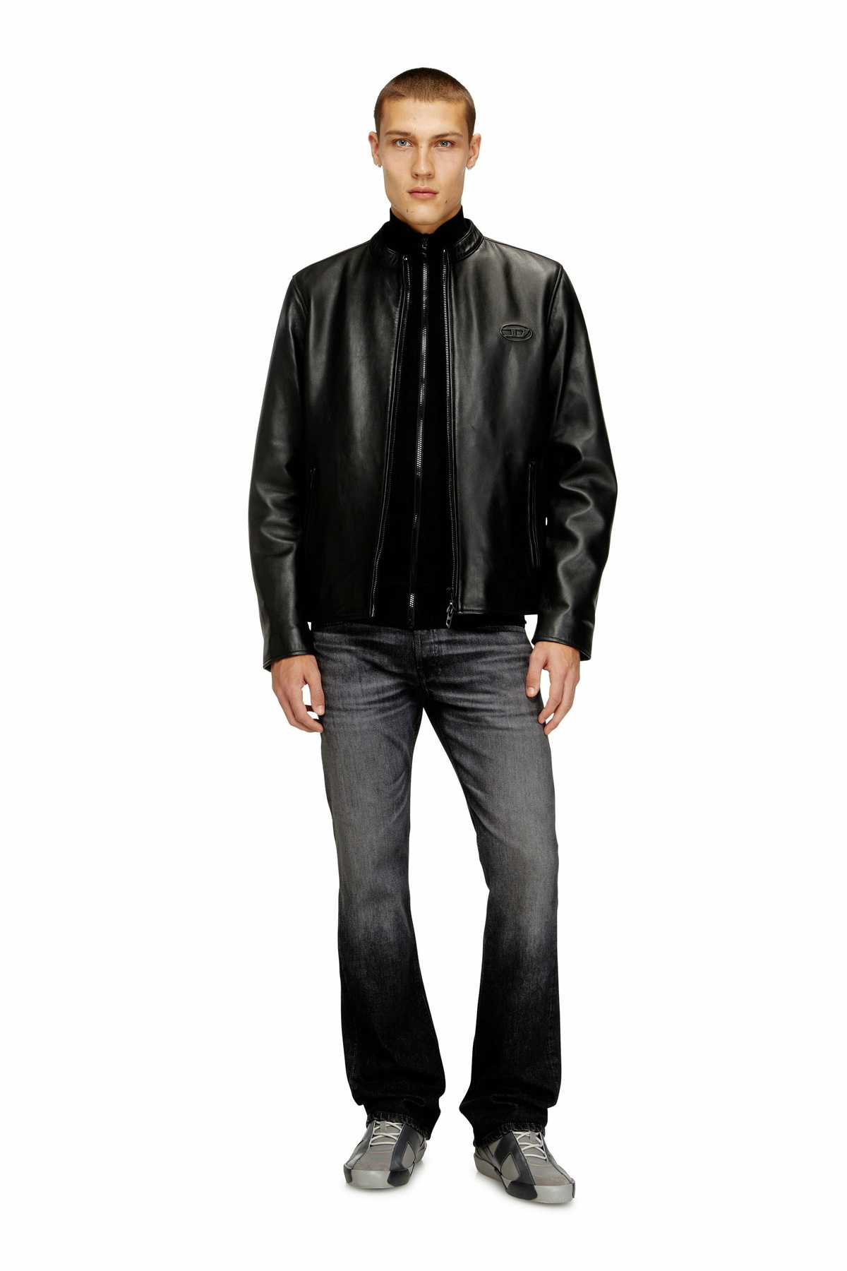 Diesel Biker jacket in waxed leather - Leather jackets Mens in Black Diesel