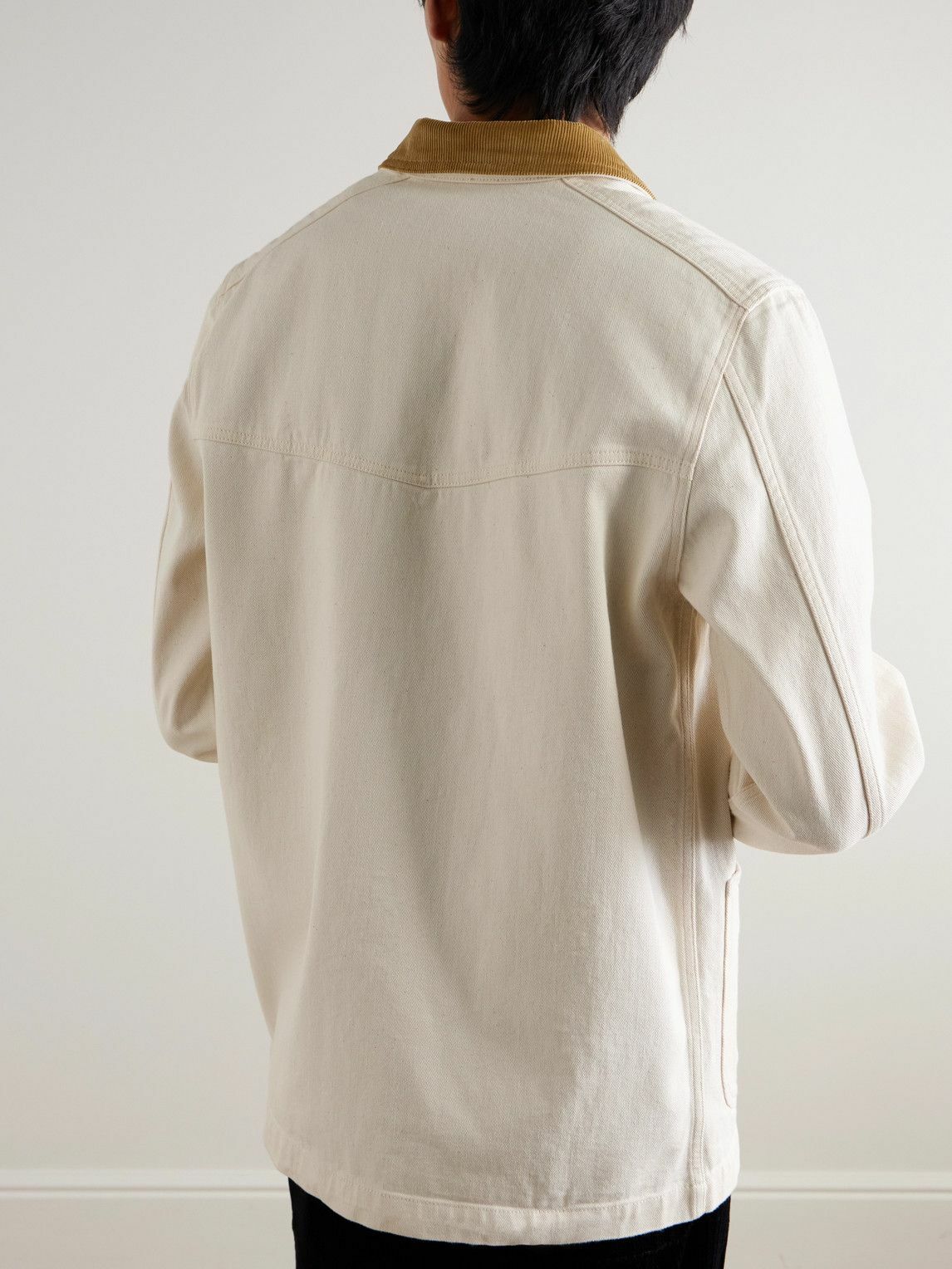 Drake's - Corduroy-Trimmed Cotton-Twill Chore Jacket - Gray Drake's