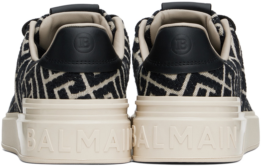 Balmain Black & Off-White B Court Monogram Sneakers Balmain
