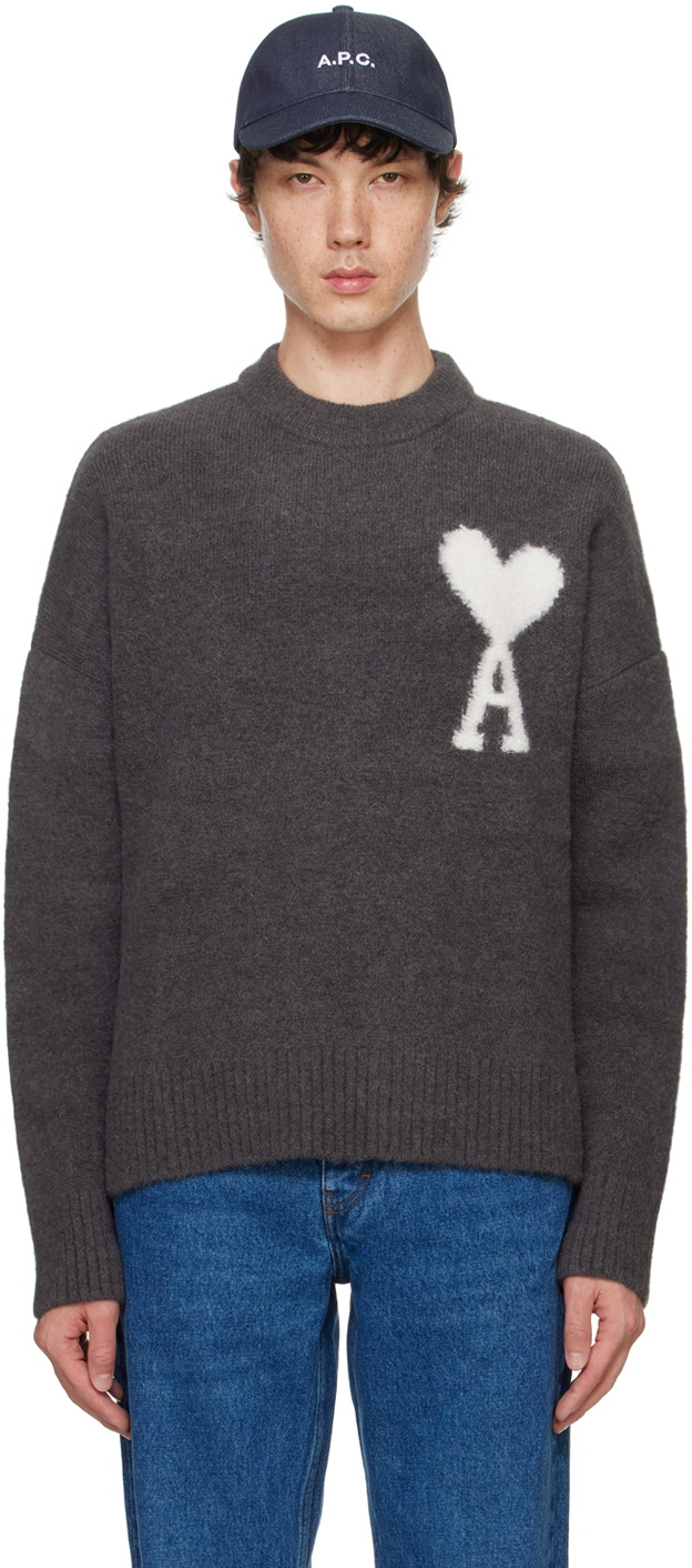 AMI Paris Gray Ami De Cœur Sweater AMI