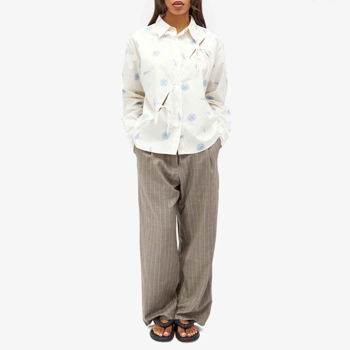 Deiji Studios Women's Twin Bow Shirt in Sea Flower Deiji Studios
