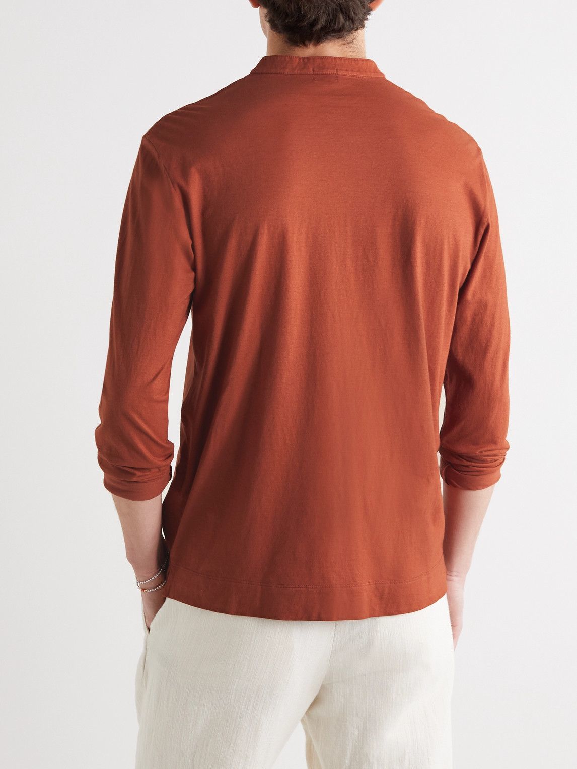 Massimo Alba - Hawai Slub Cotton-Jersey Henley T-Shirt - Brown Massimo Alba