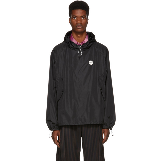 MSGM Black Hooded Anorak Jacket MSGM