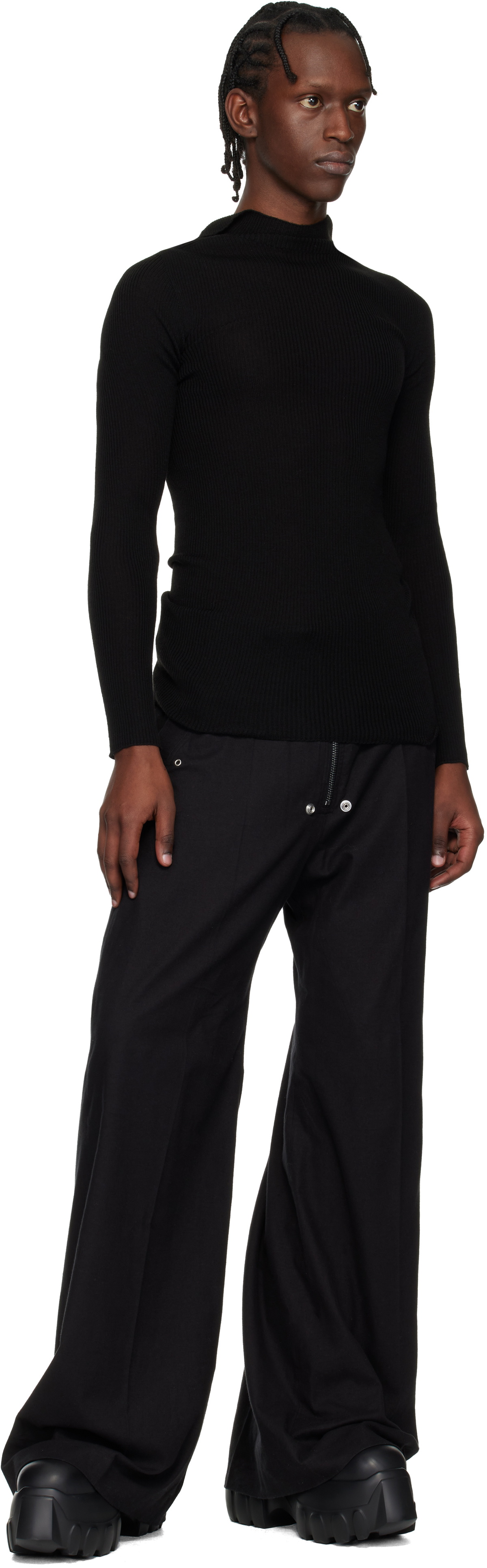 Rick Owens Black Temple Flared Mega Tractor Boots Rick Owens