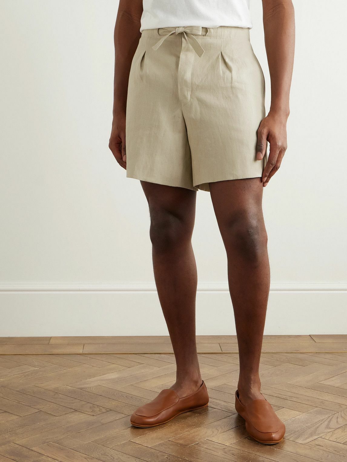 Stòffa - Straight-Leg Linen Drawstring Shorts - Neutrals STÒFFA