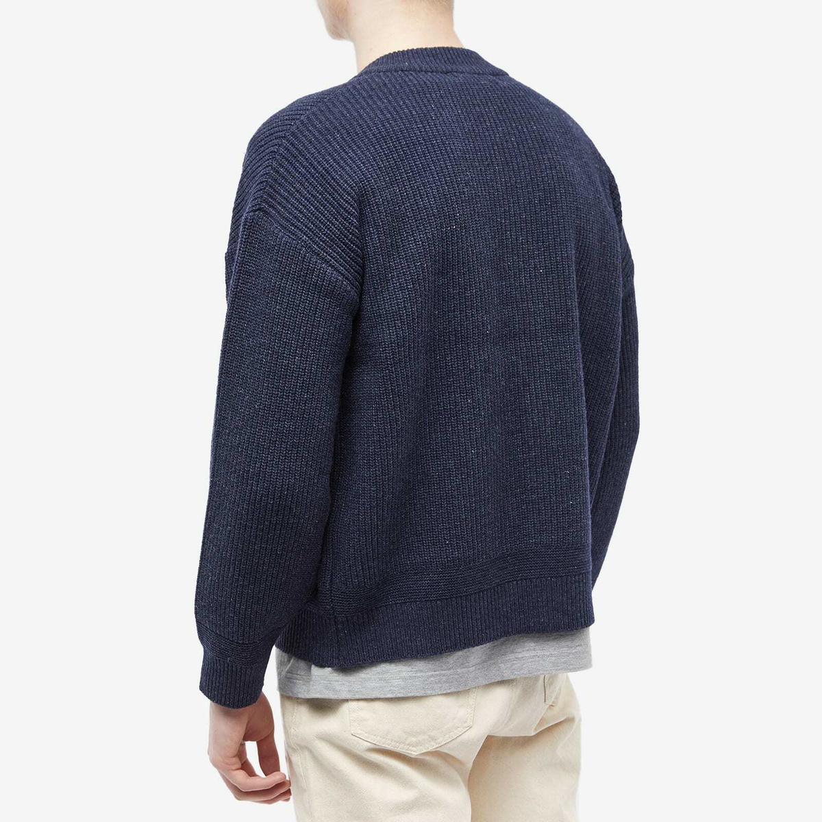 FrizmWORKS Men's Heavy Wool Round Cardigan in Indigo FrizmWORKS