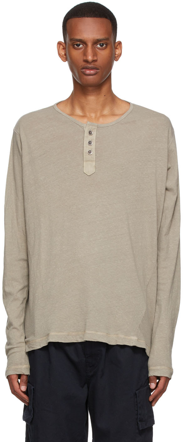 Greg Lauren Green Cotton Henley Greg Lauren
