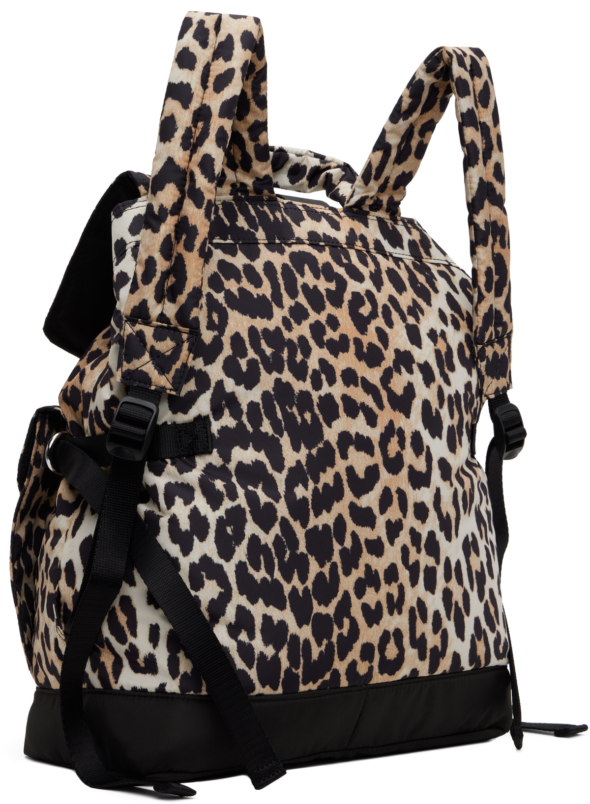 GANNI Black & Beige Leopard Tech Backpack GANNI