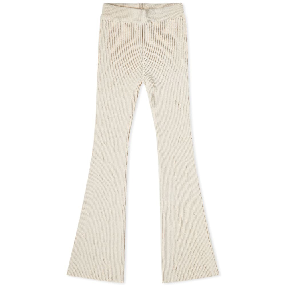 AMI Women's Ribbed Flared Trouser in Natural White AMI