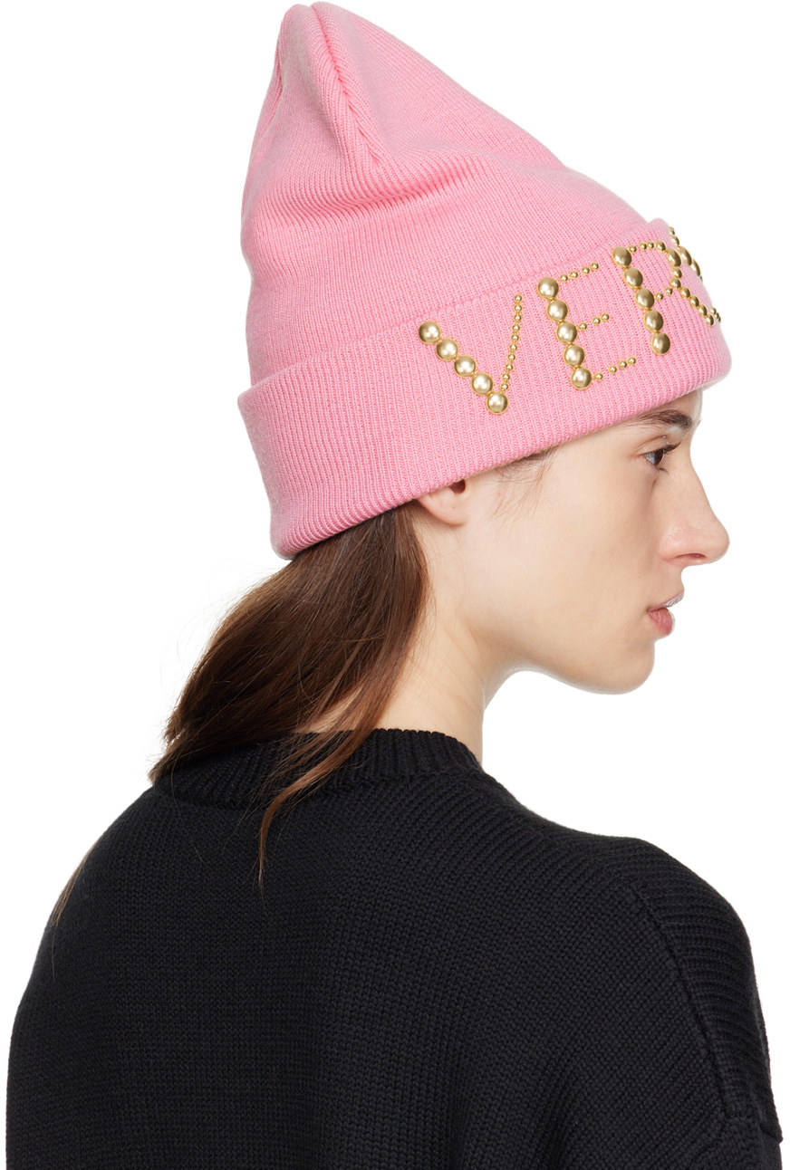 Versace Pink Logo Beanie Versace