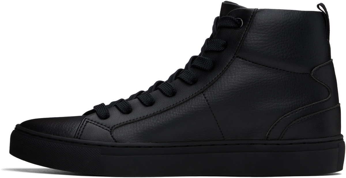 Hugo Black Grained Faux-Leather High-Top Sneakers Hugo Boss