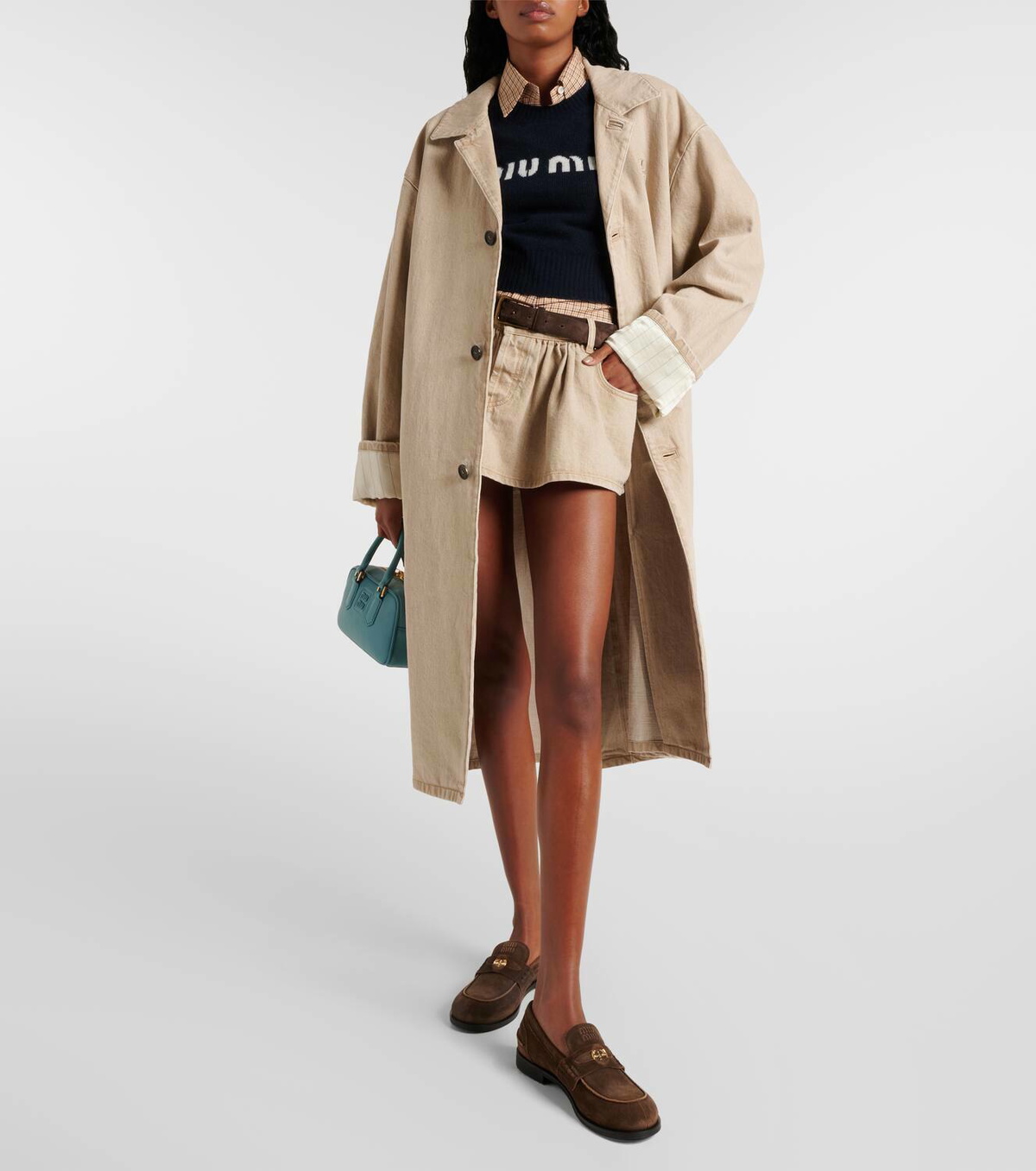 Miu Miu Ruffled denim miniskirt Miu Miu