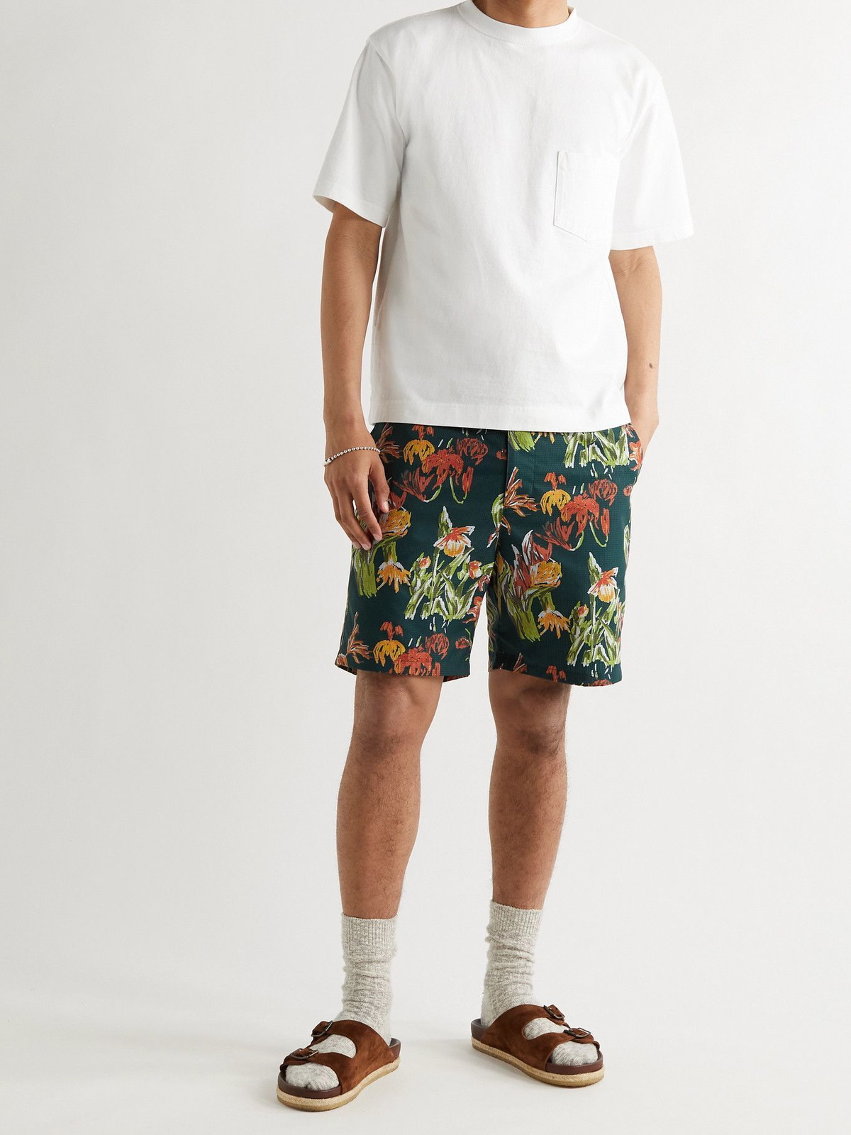 Snow Peak - Quick Dry Perforated Printed Shell Shorts - Green Snow Peak