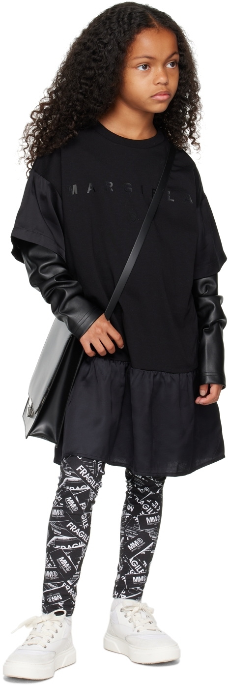 MM6 Maison Margiela Kids Black Logo Dress MM6 Maison Margiela