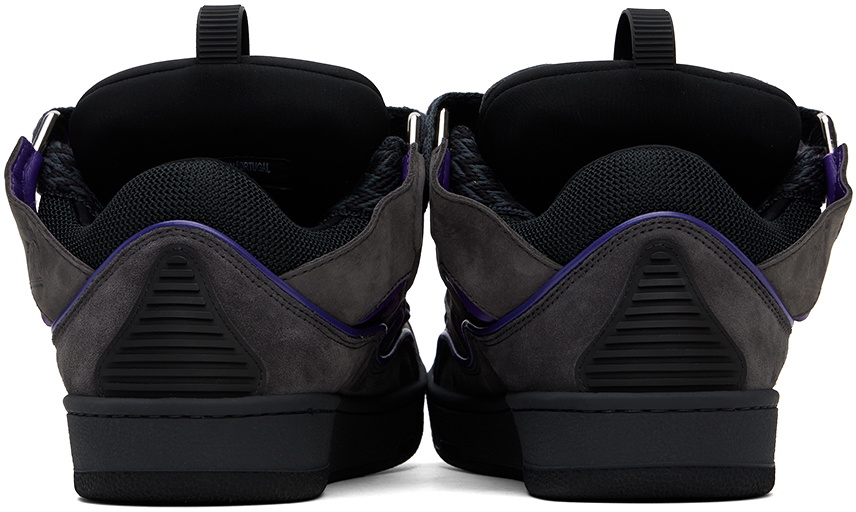 Lanvin SSENSE Exclusive Gray & Black Leather Curb Sneakers Lanvin