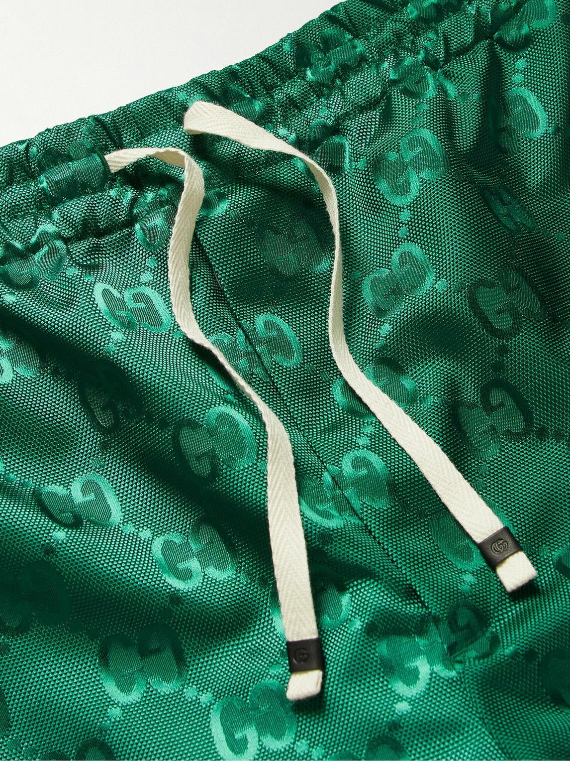 GUCCI - Wide-Leg Logo-Jacquard Nylon Drawstring Shorts - Green Gucci