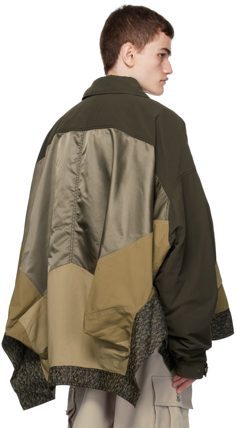 Feng Chen Wang Khaki Paneled Jacket Feng Chen Wang