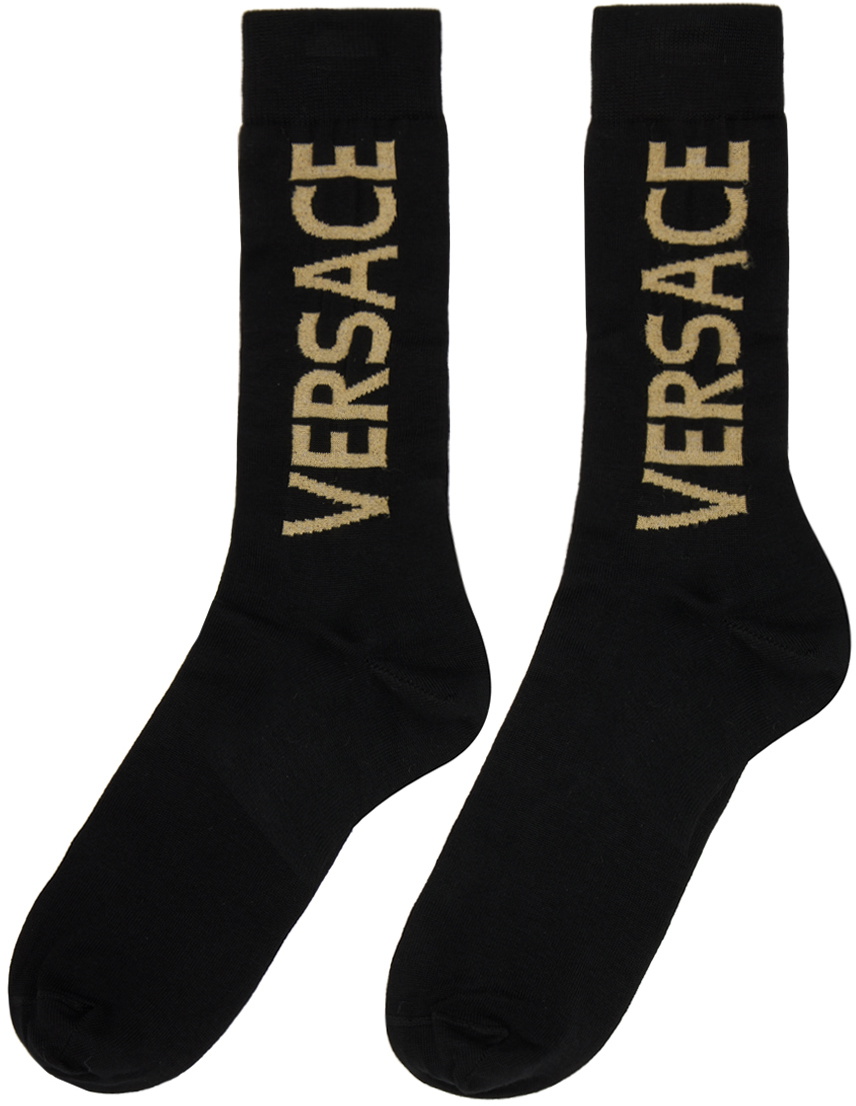Versace Black Cotton Socks Versace