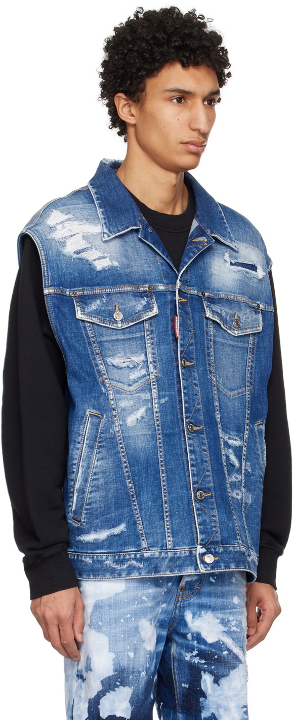 Dsquared2 Blue 'Goth Surfer' Denim Vest Dsquared2