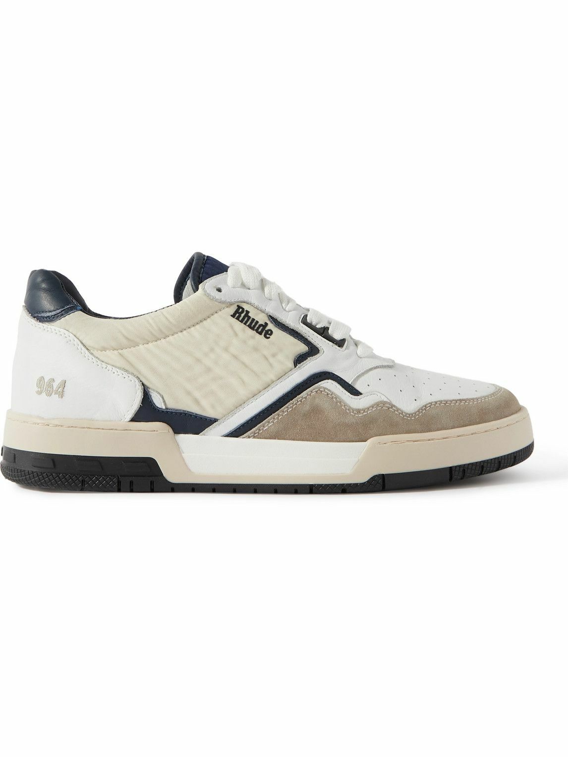 Rhude - Racing Suede-Trimmed Leather and Shell Sneakers - White Rhude
