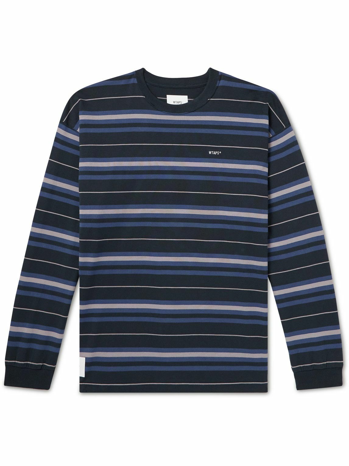 WTAPS - 07 Logo-Embroidered Striped Cotton-Jersey T-Shirt - Blue WTAPS
