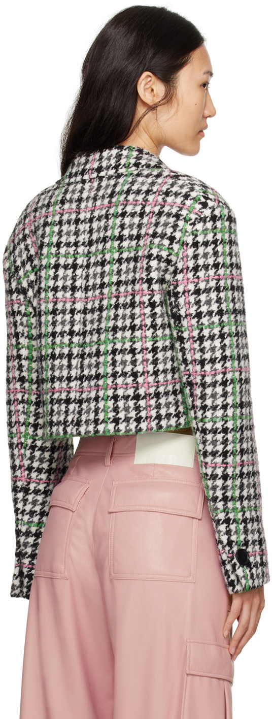 MSGM White & Black Check Jacket MSGM