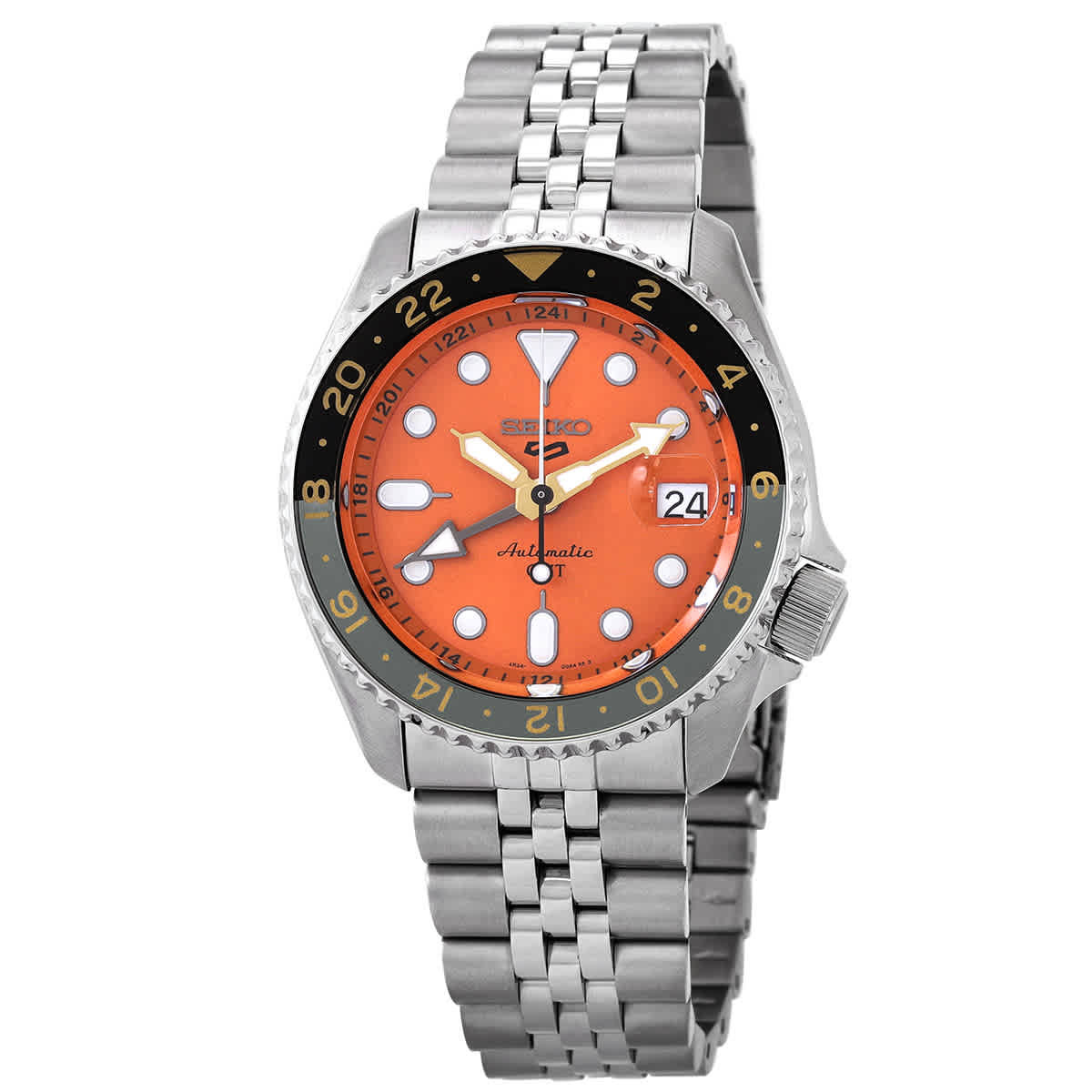 Seiko 5 Sports GMT Automatic Orange Dial Mens Watch SSK005K1 Seiko