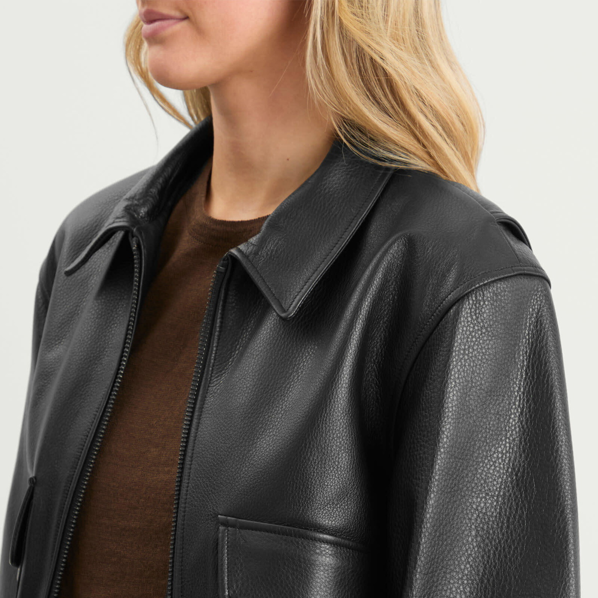 Nothing Written Women's Classic Leather Flight Jacket in Black NOTHING ...