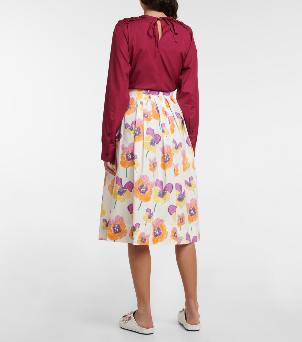 Marni - Floral cotton poplin midi skirt Marni