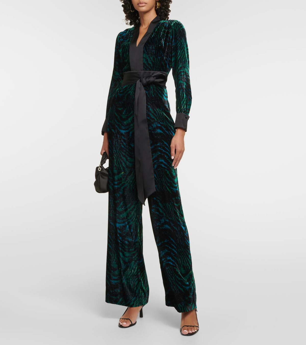 Diane von Furstenberg Vegas tiger-print velvet jumpsuit Diane von ...