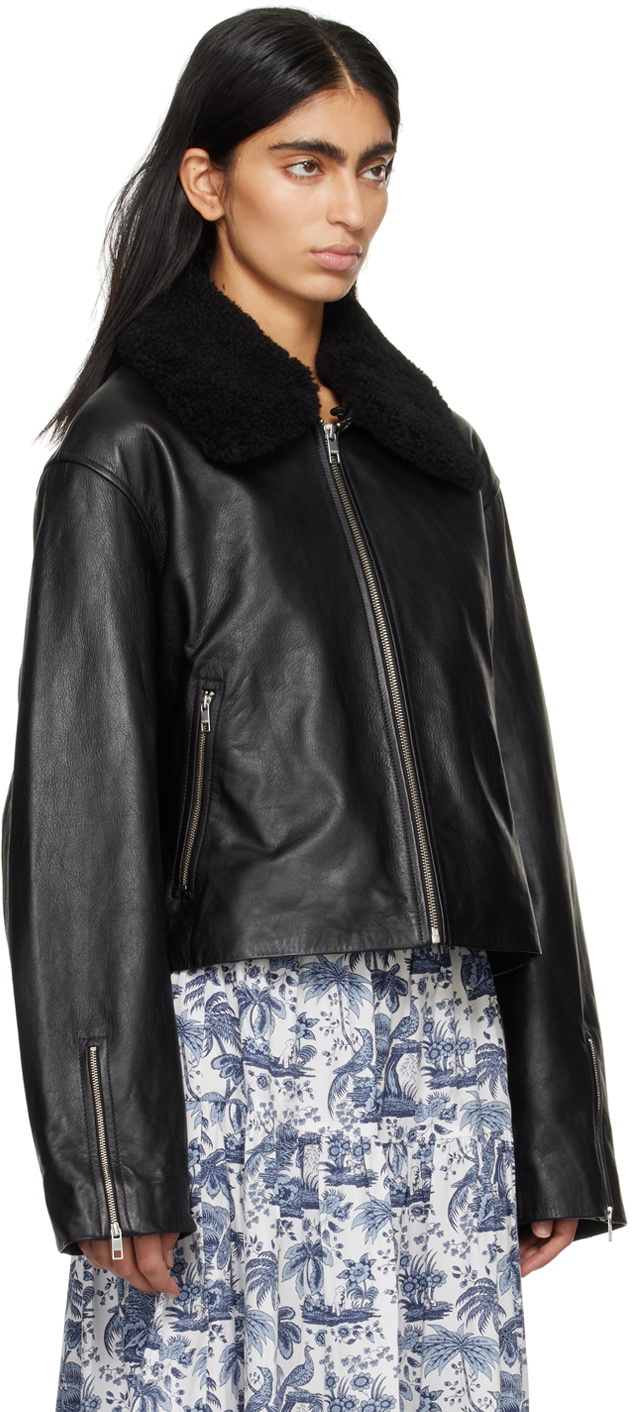 Staud Black Lenora Leather Jacket Staud