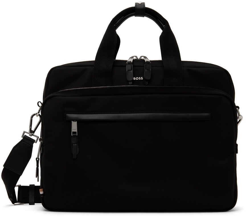 BOSS Black Multi Pocket Logo Lettering Briefcase BOSS