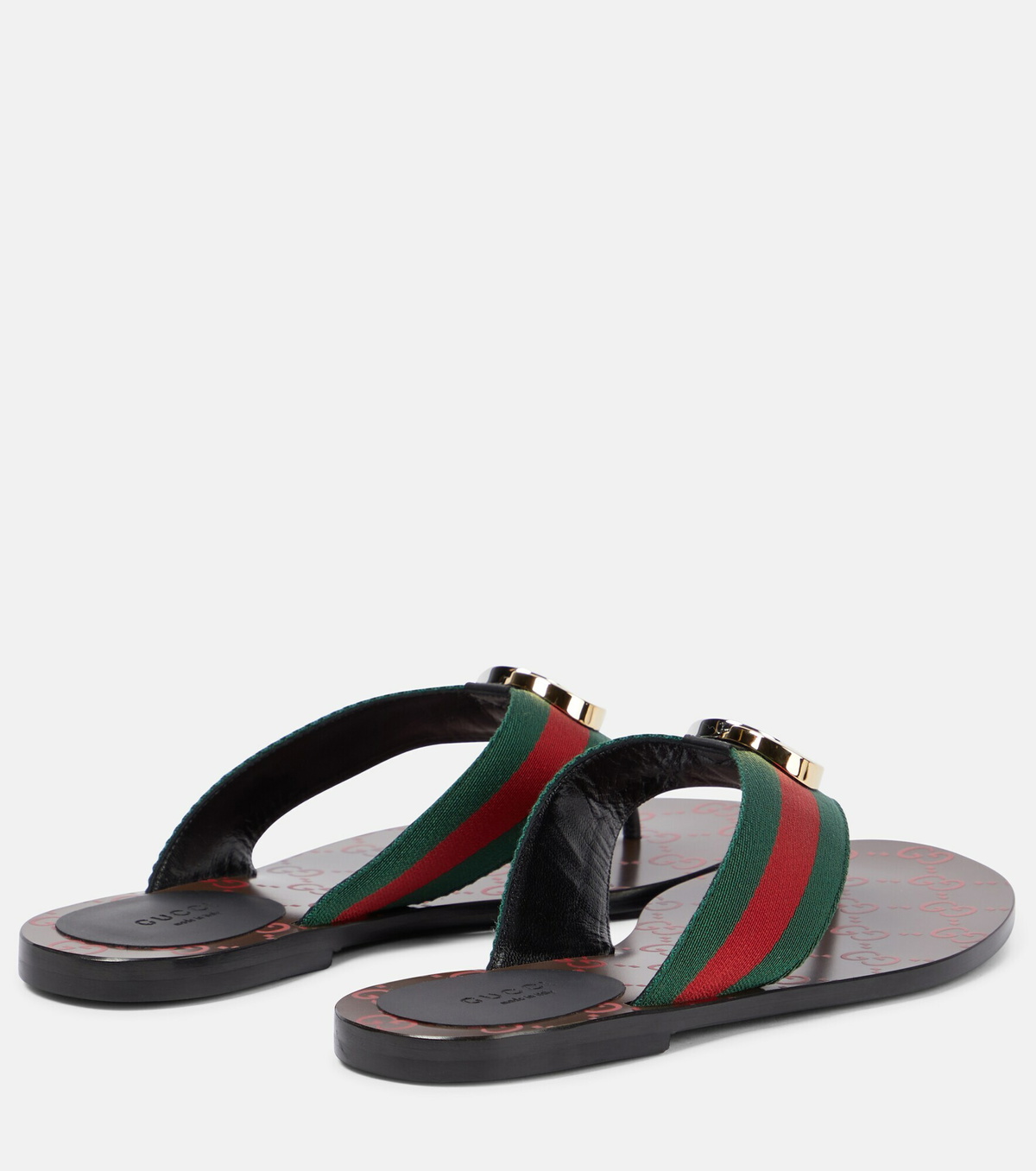 Gucci - GG Web leather thong sandals Gucci