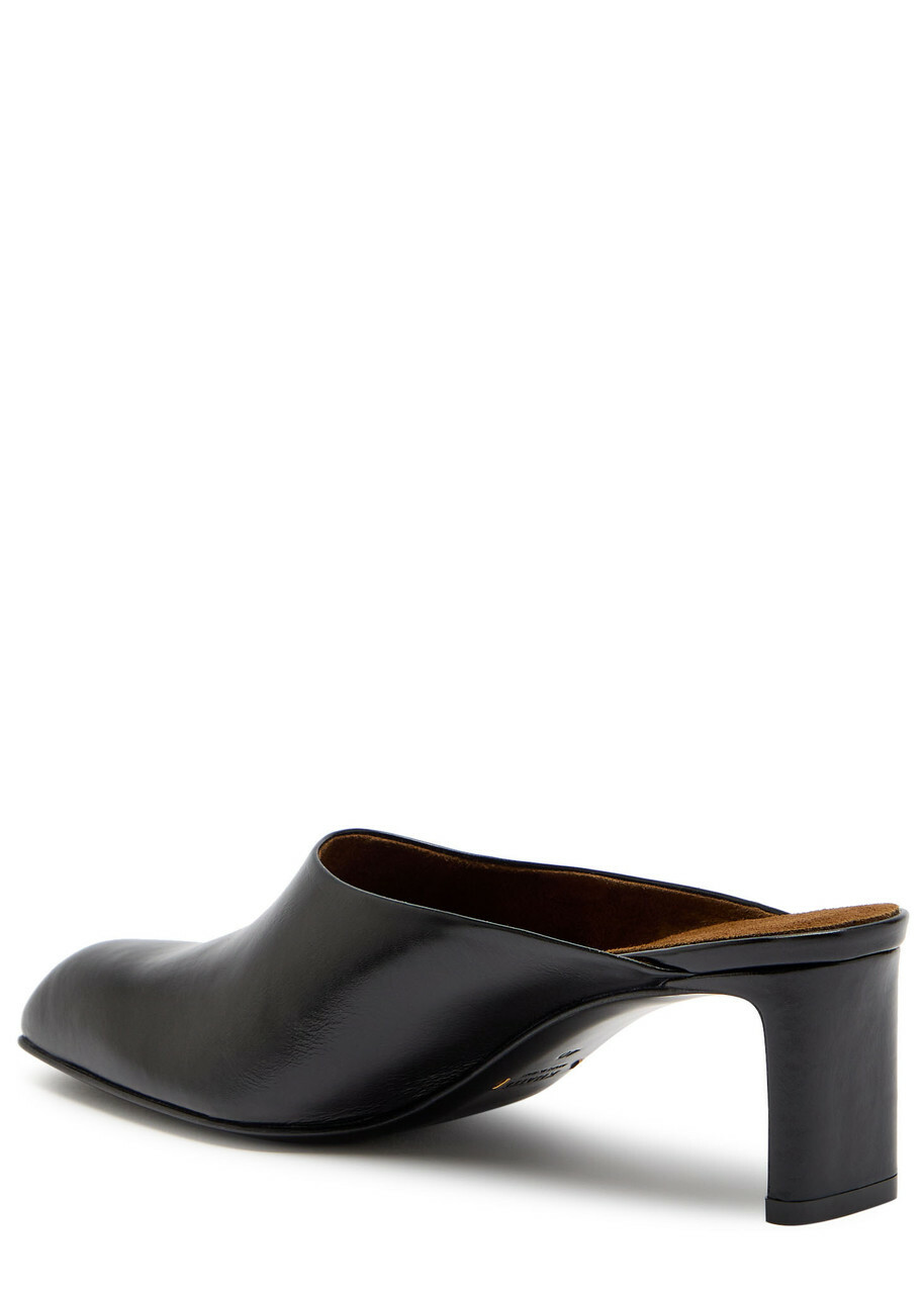 Khaite Colt 50 Glossed Leather Mules Black Khaite