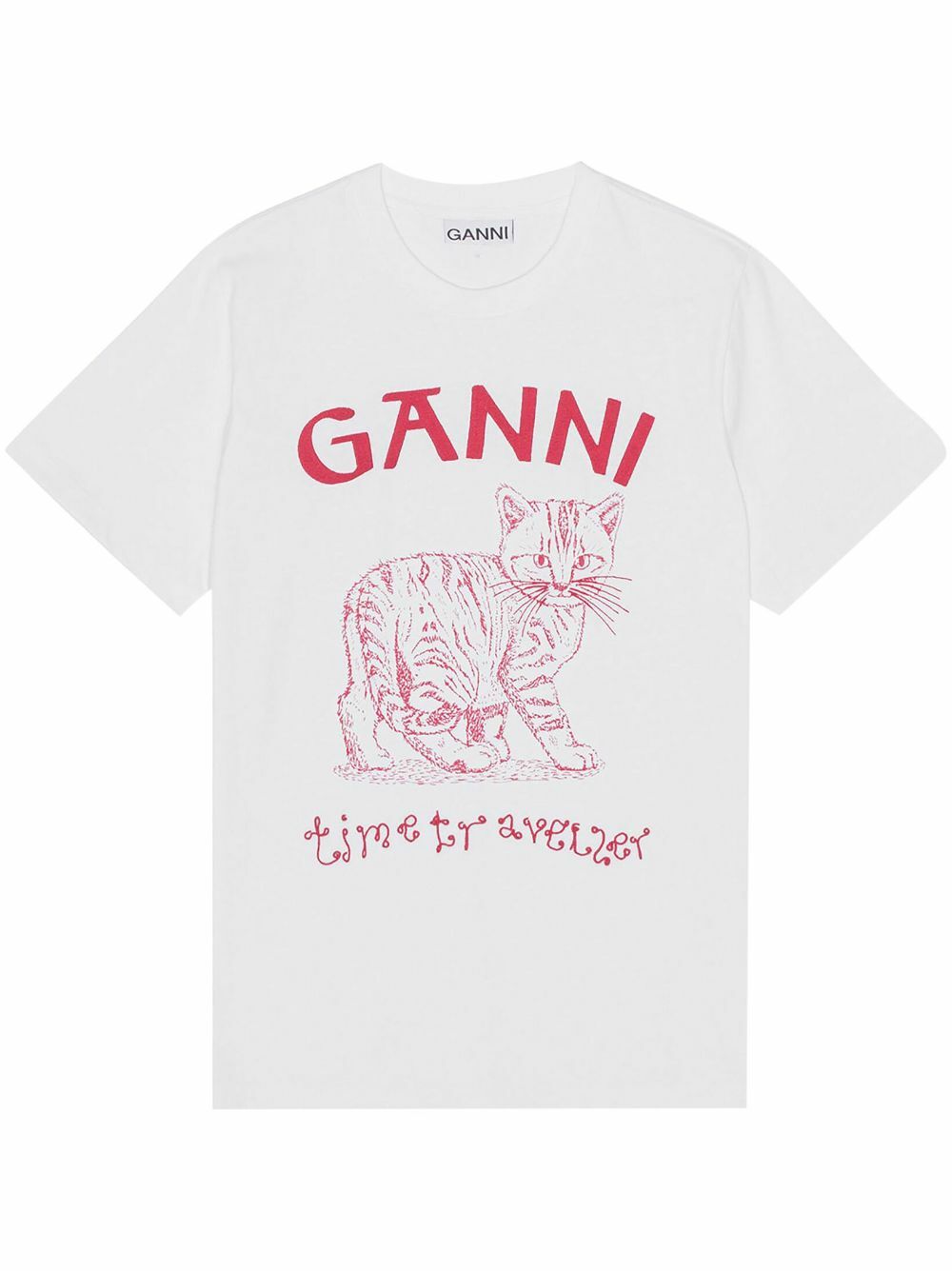 GANNI Green Cotton T-Shirt GANNI