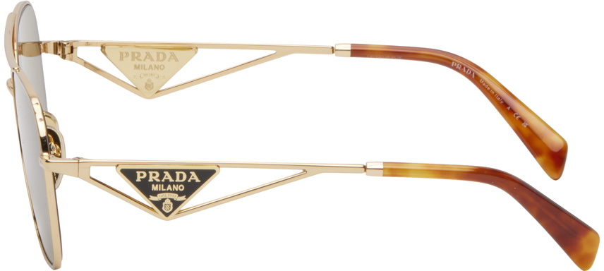Prada Eyewear Gold Triangle Logo Sunglasses Prada