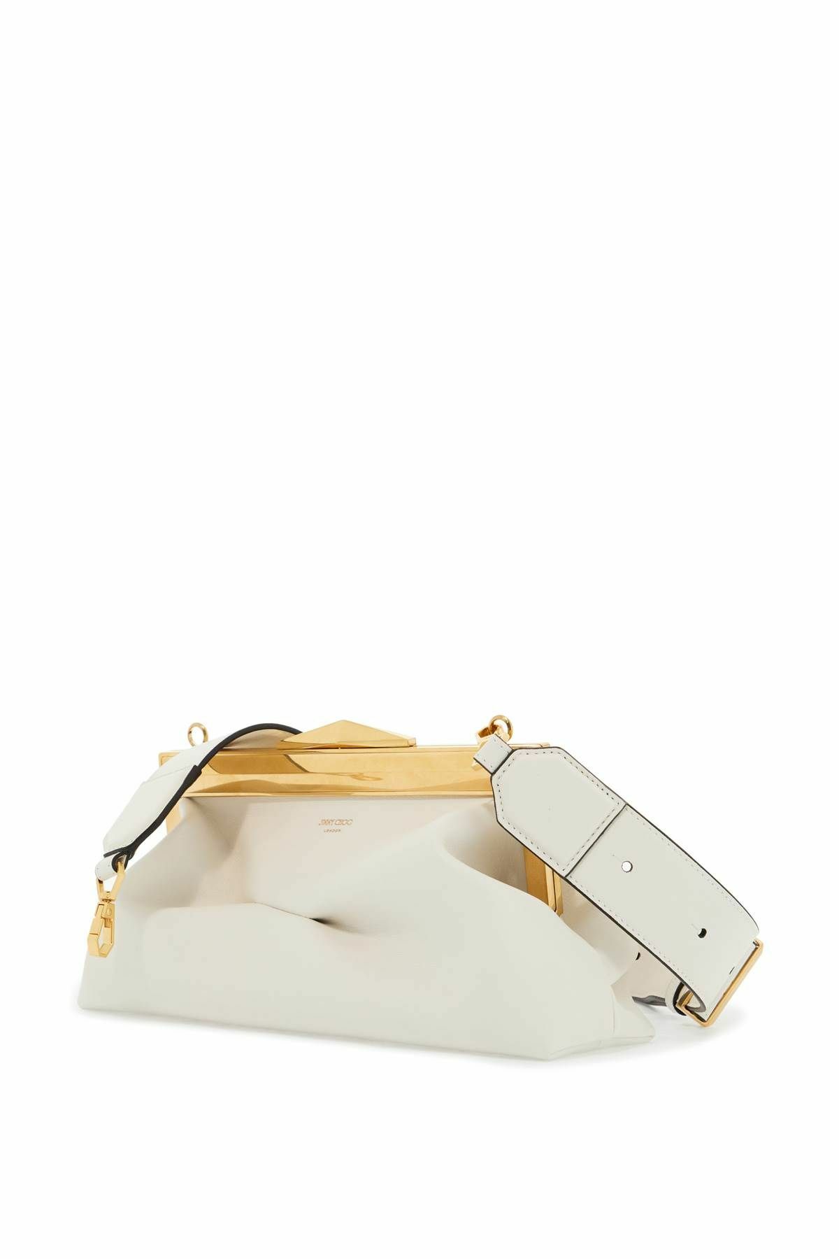 JIMMY CHOO leather diamond frame clutch White Jimmy Choo