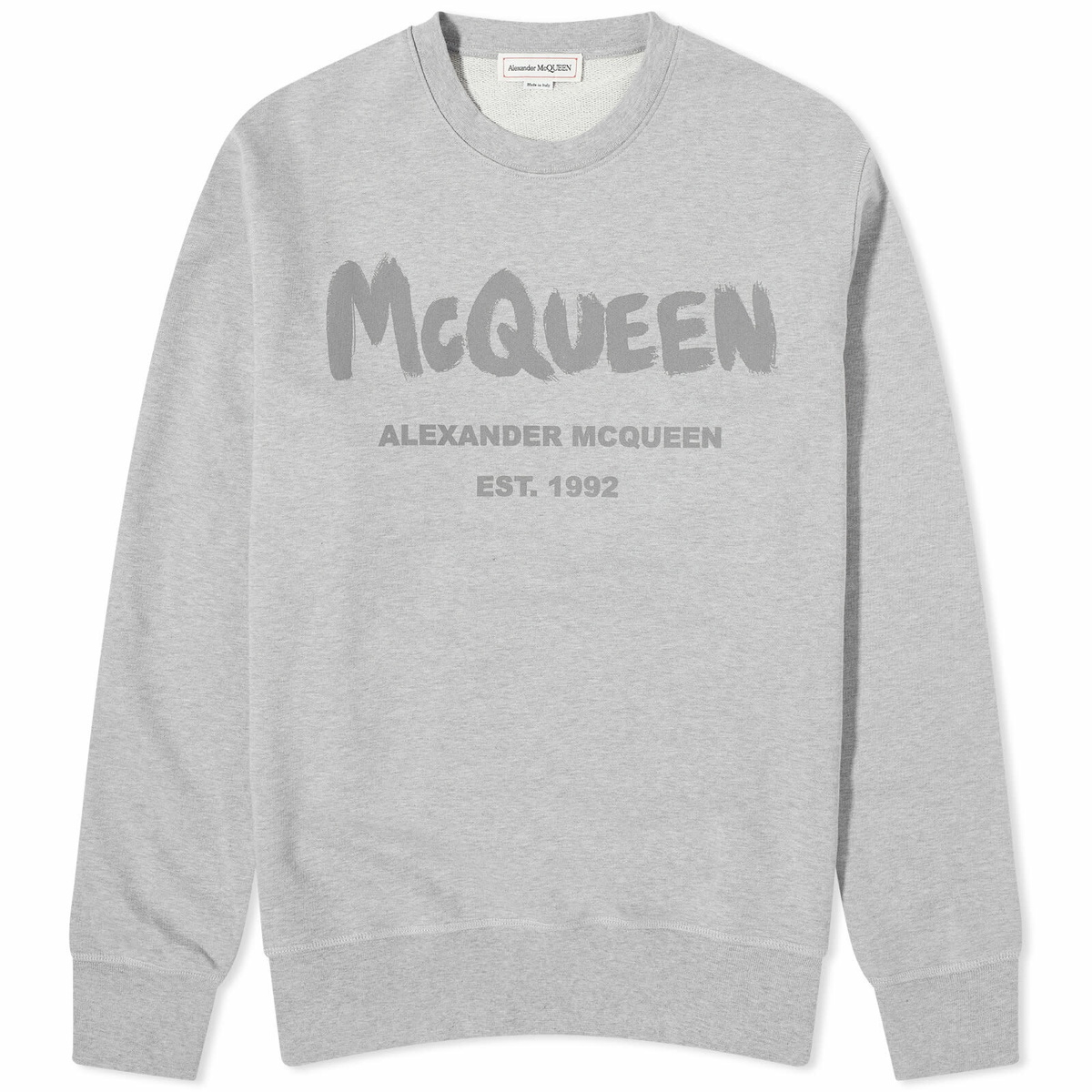 Alexander McQueen Men's Graffiti Logo Crew Sweat in Pale Grey Alexander ...
