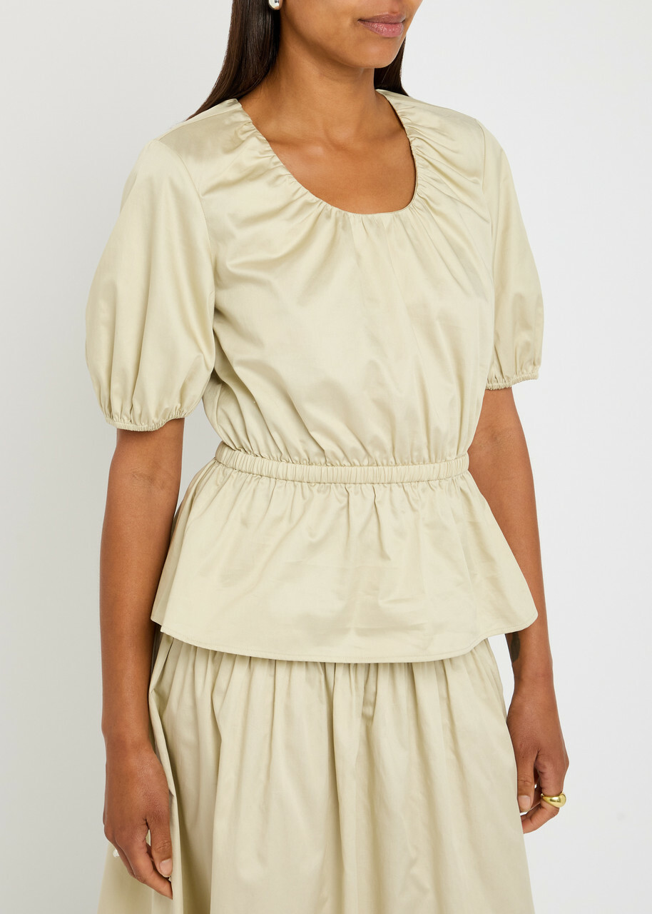 Joseph Merlin Pleated Cotton-sateen Blouse Cream Joseph