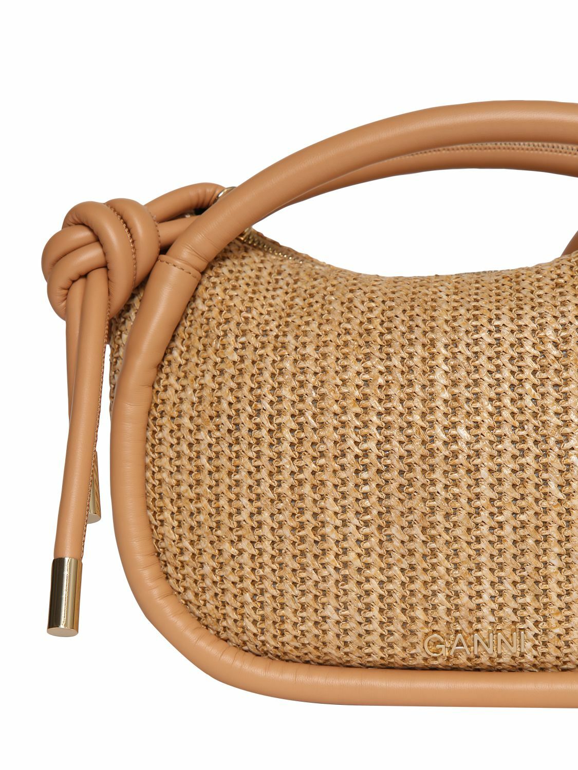 GANNI Mini Knot Raffia Top Handle Bag GANNI